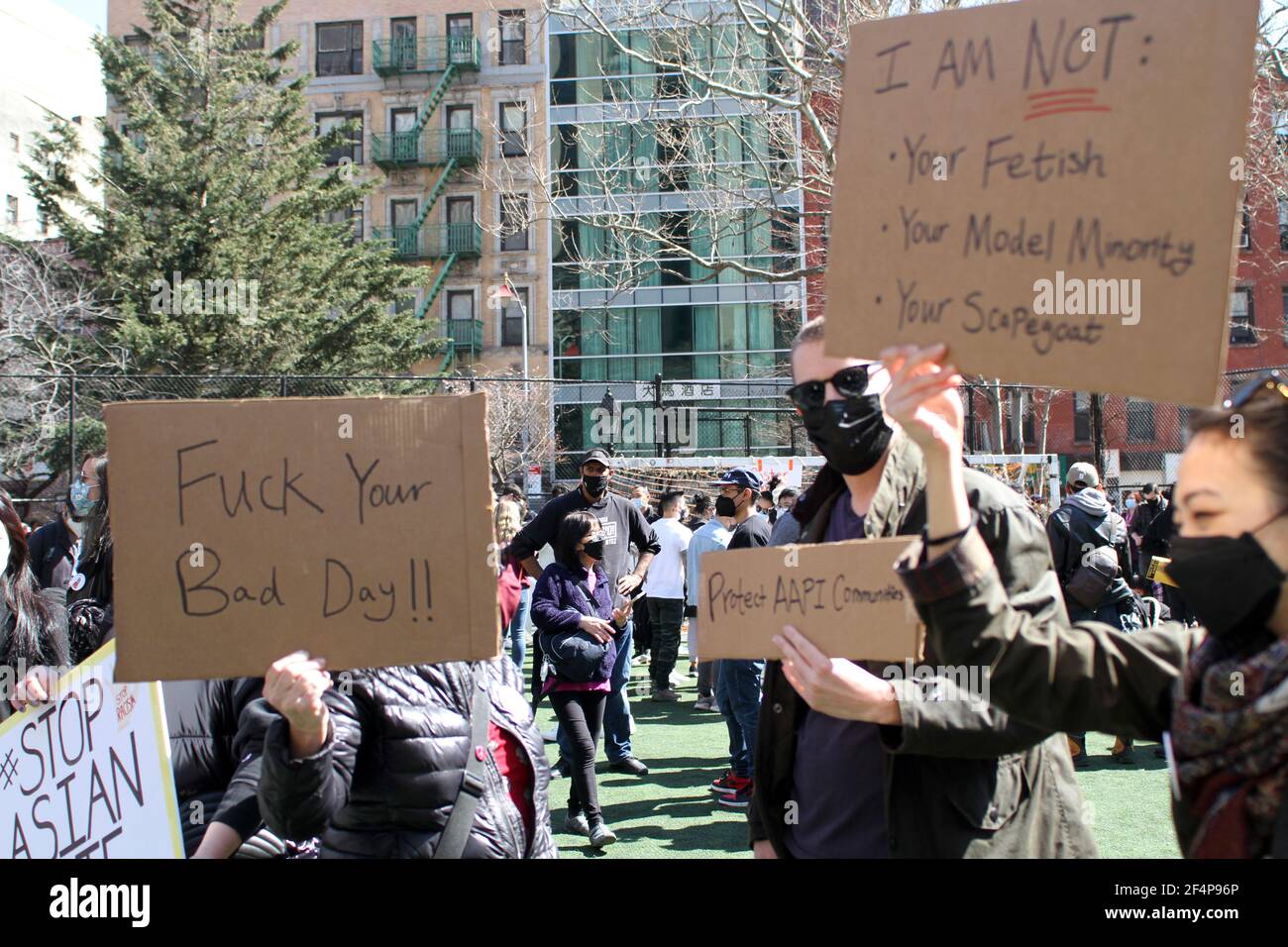 New York, New York, USA. 21st Mar, 2021. New York - Stop the Hate rally ...