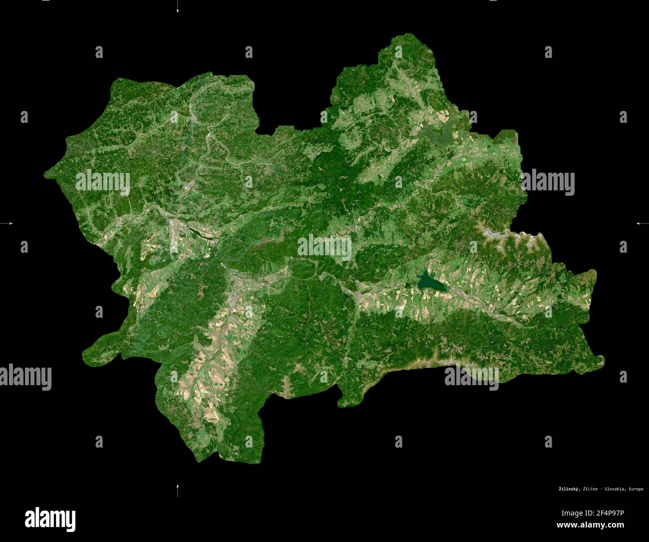 Zilinsky, region of Slovakia. Sentinel-2 satellite imagery. Shape ...