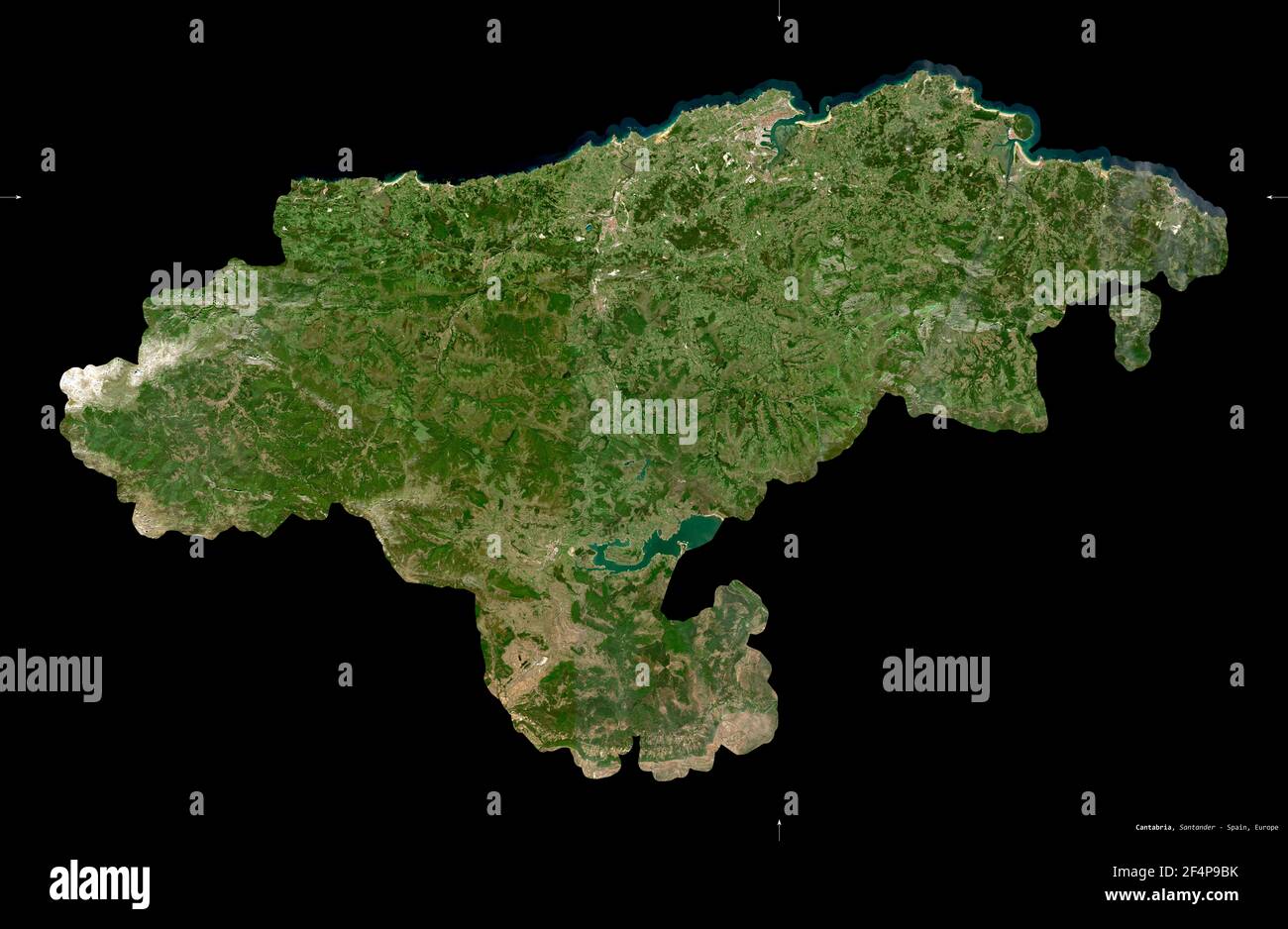 Cantabria, autonomous community of Spain. Sentinel-2 satellite imagery ...