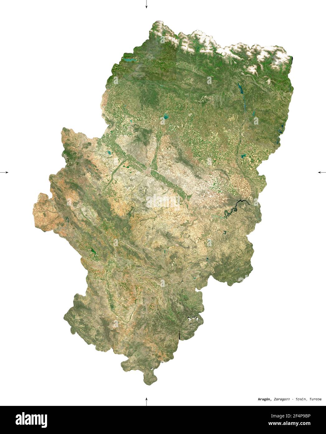 Aragon, autonomous community of Spain. Sentinel-2 satellite imagery ...