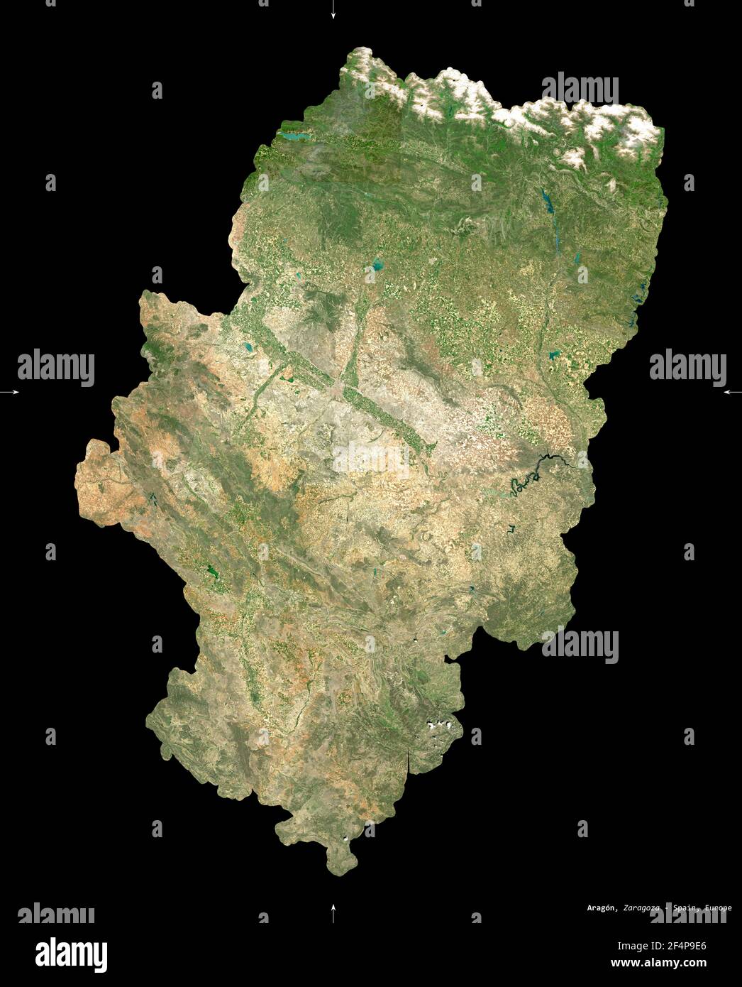 Aragon, autonomous community of Spain. Sentinel-2 satellite imagery ...