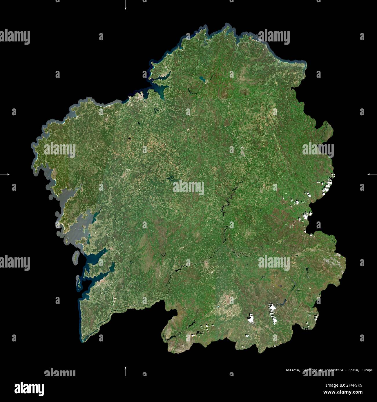 Galicia, autonomous community of Spain. Sentinel-2 satellite imagery ...