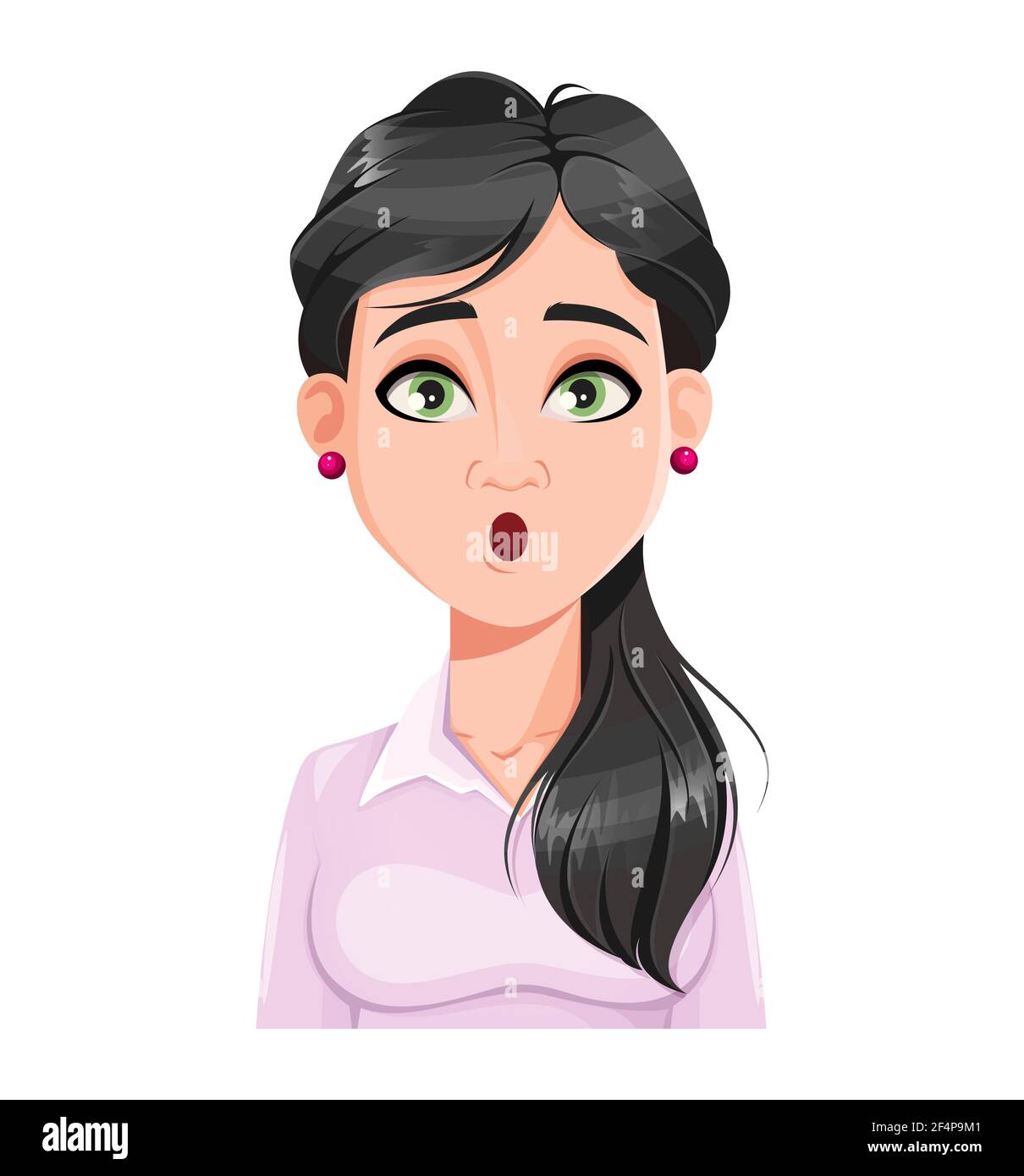 Face expression of beautiful woman, surprised. Female emotion. Pretty ...