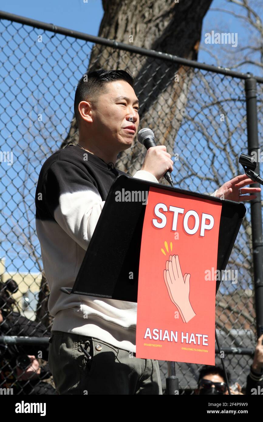 New York, New York, USA. 21st Mar, 2021. New York - Stop the Hate rally ...