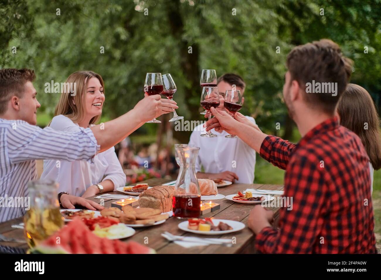 french dinner party on summer Stock Photo - Alamy