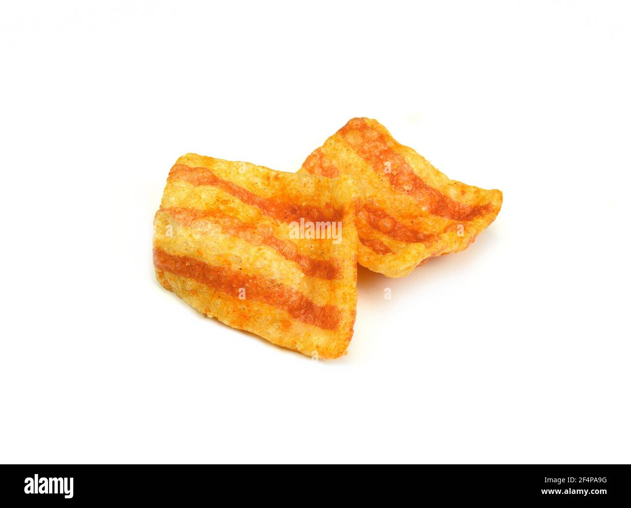 Bacon Chips. Delicious bacon snacks isolated on white background ...