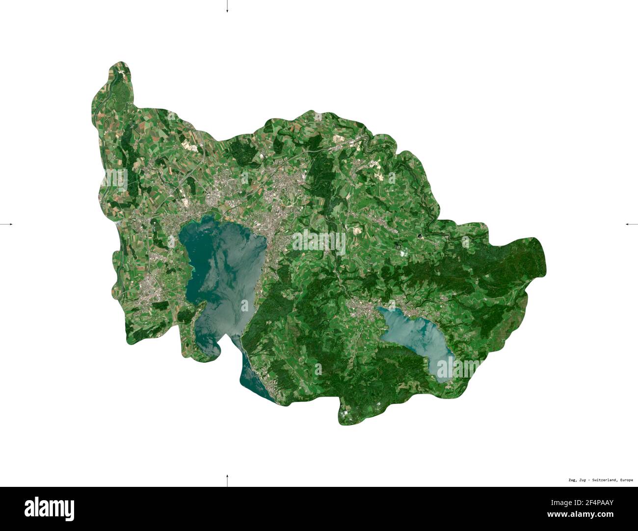 Zug, canton of Switzerland. Sentinel-2 satellite imagery. Shape ...