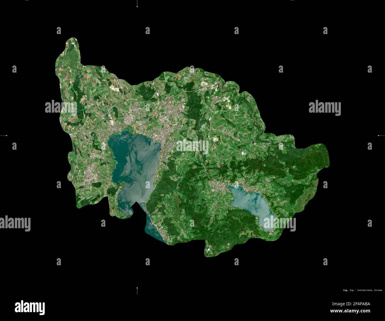 Zug, canton of Switzerland. Sentinel-2 satellite imagery. Shape ...