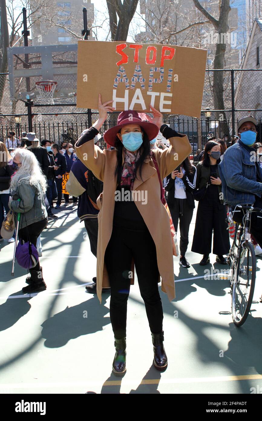 New York, New York, USA. 21st Mar, 2021. New York - Stop the Hate rally ...