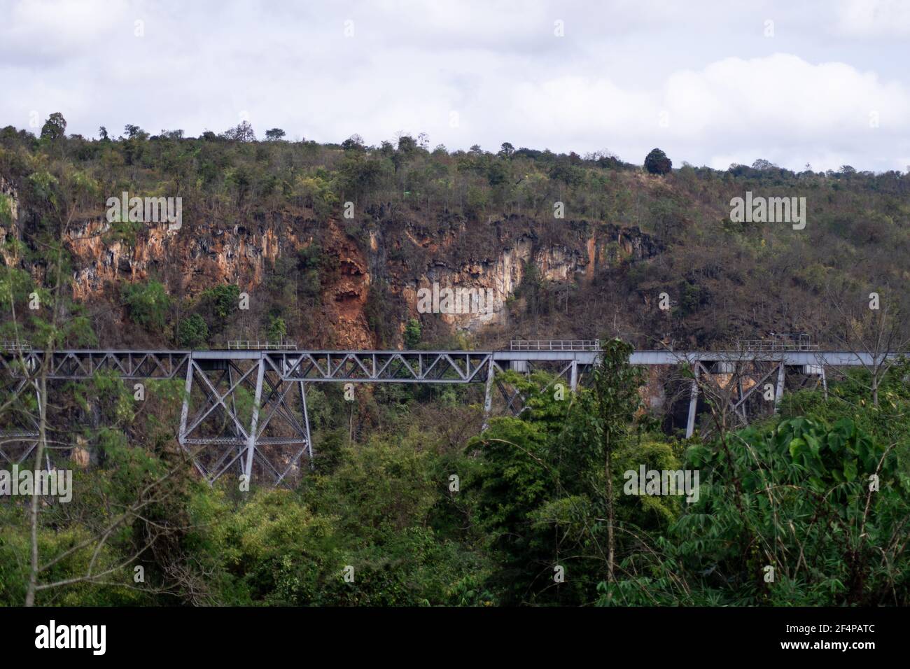 View over the massive famous Goteik Viaduct bridge for the local ...