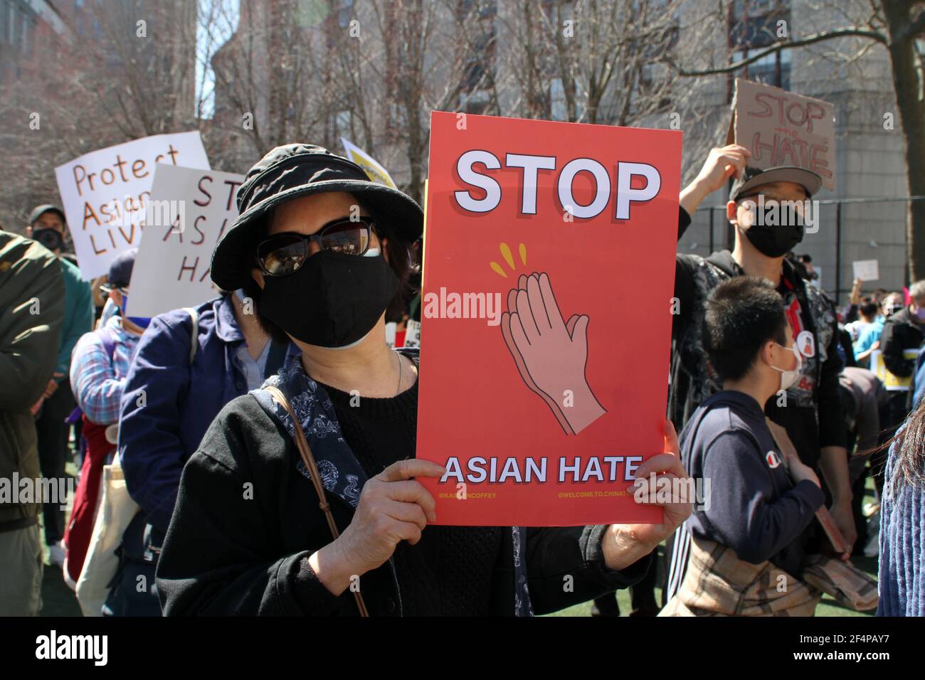 New York, New York, USA. 21st Mar, 2021. New York - Stop the Hate rally ...