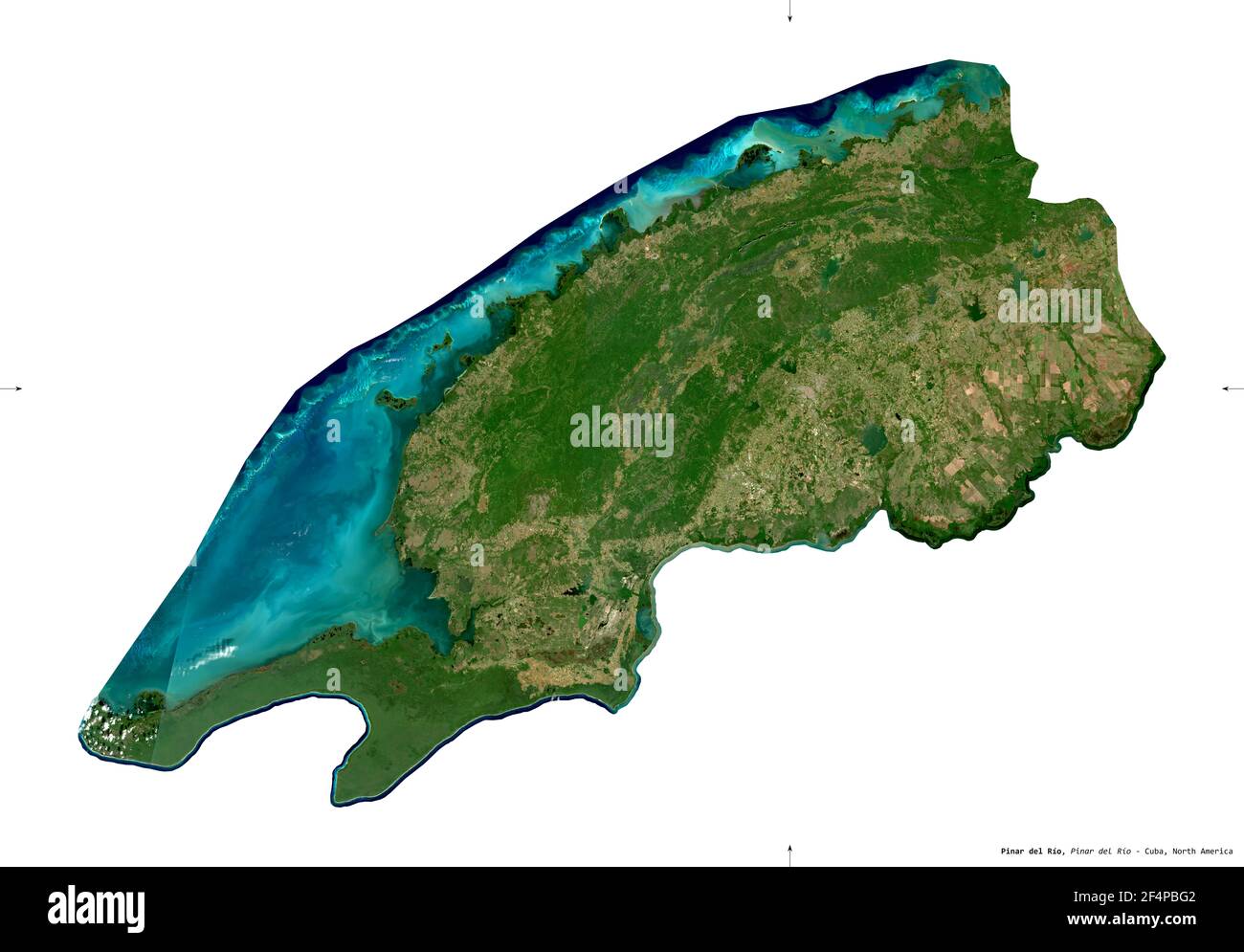 Pinar del Rio, province of Cuba. Sentinel-2 satellite imagery. Shape ...