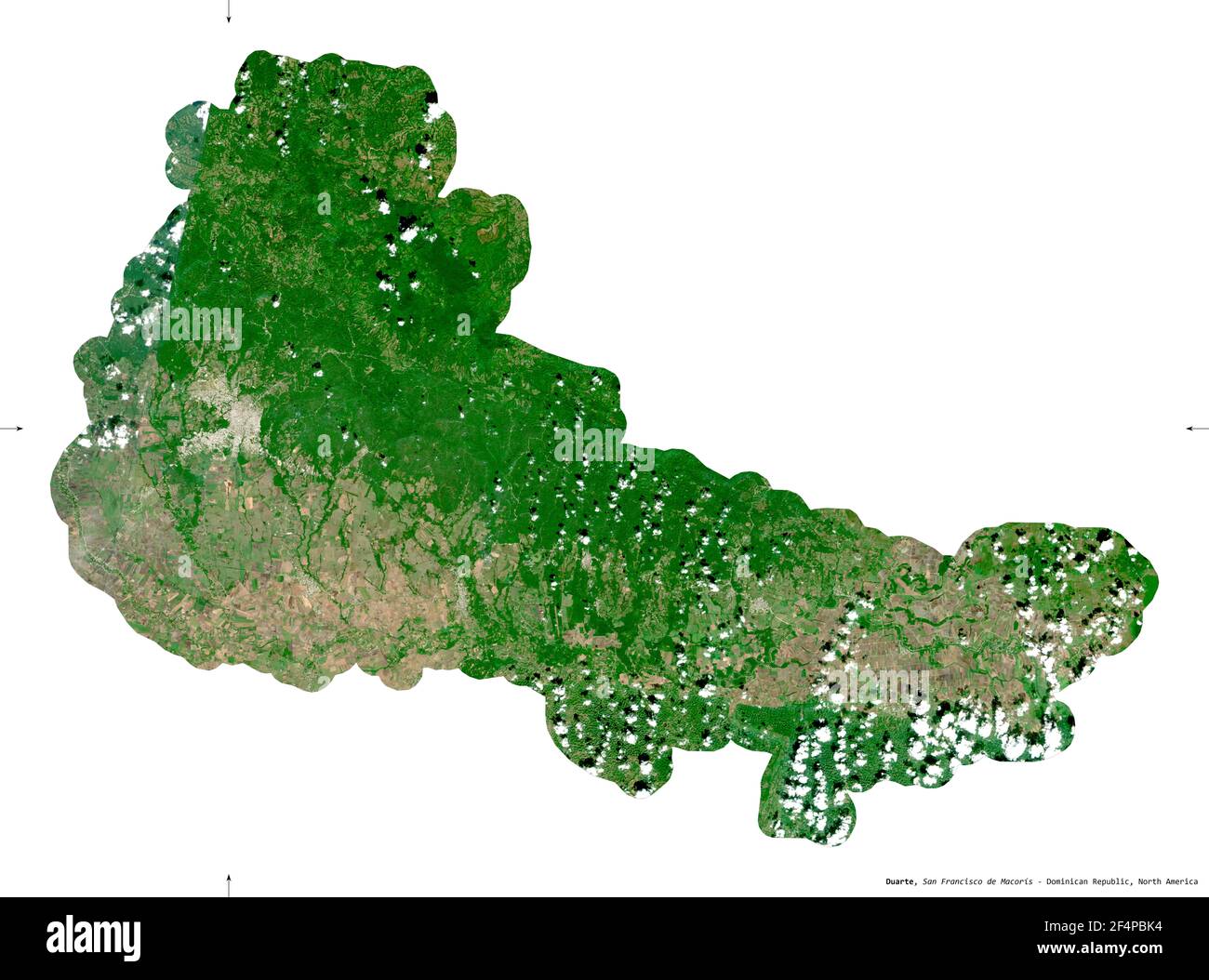 Duarte, province of Dominican Republic. Sentinel-2 satellite imagery ...