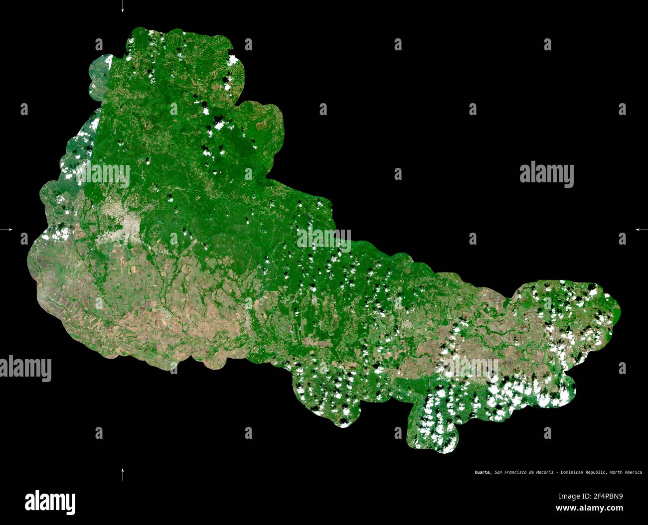 Duarte, province of Dominican Republic. Sentinel-2 satellite imagery ...