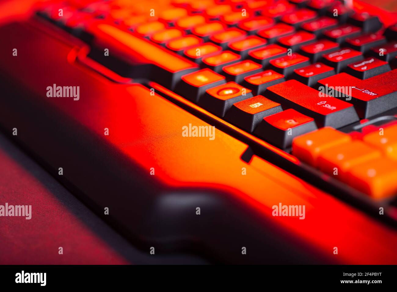 Gaming keyboard from computer close-up with color backlight Stock Photo ...