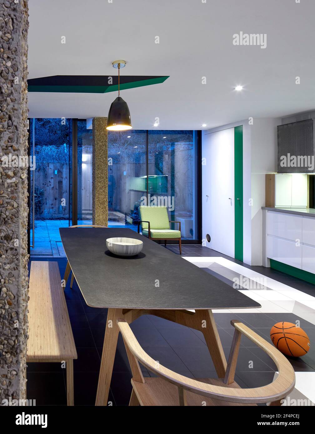 Interior View at dusk. Private Residence, London, United Kingdom ...