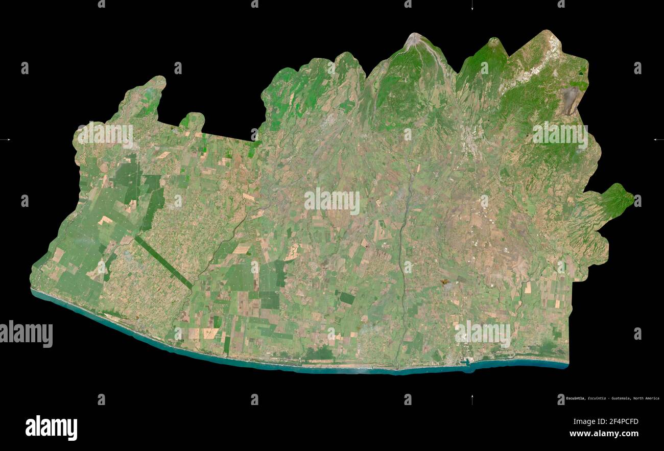 Escuintla, department of Guatemala. Sentinel-2 satellite imagery. Shape ...