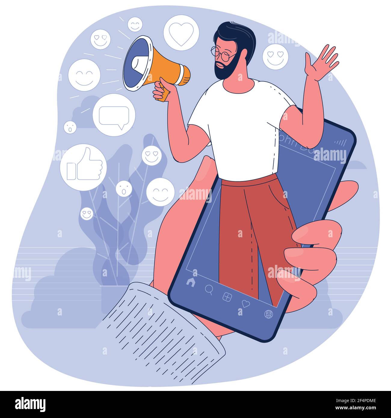 Social media influence vector Cut Out Stock Images & Pictures - Alamy