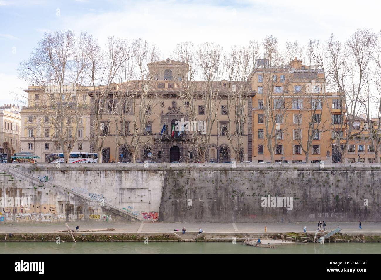 Rome. Italy. Spring 2020. Spring Roman embankments. High embankment ...