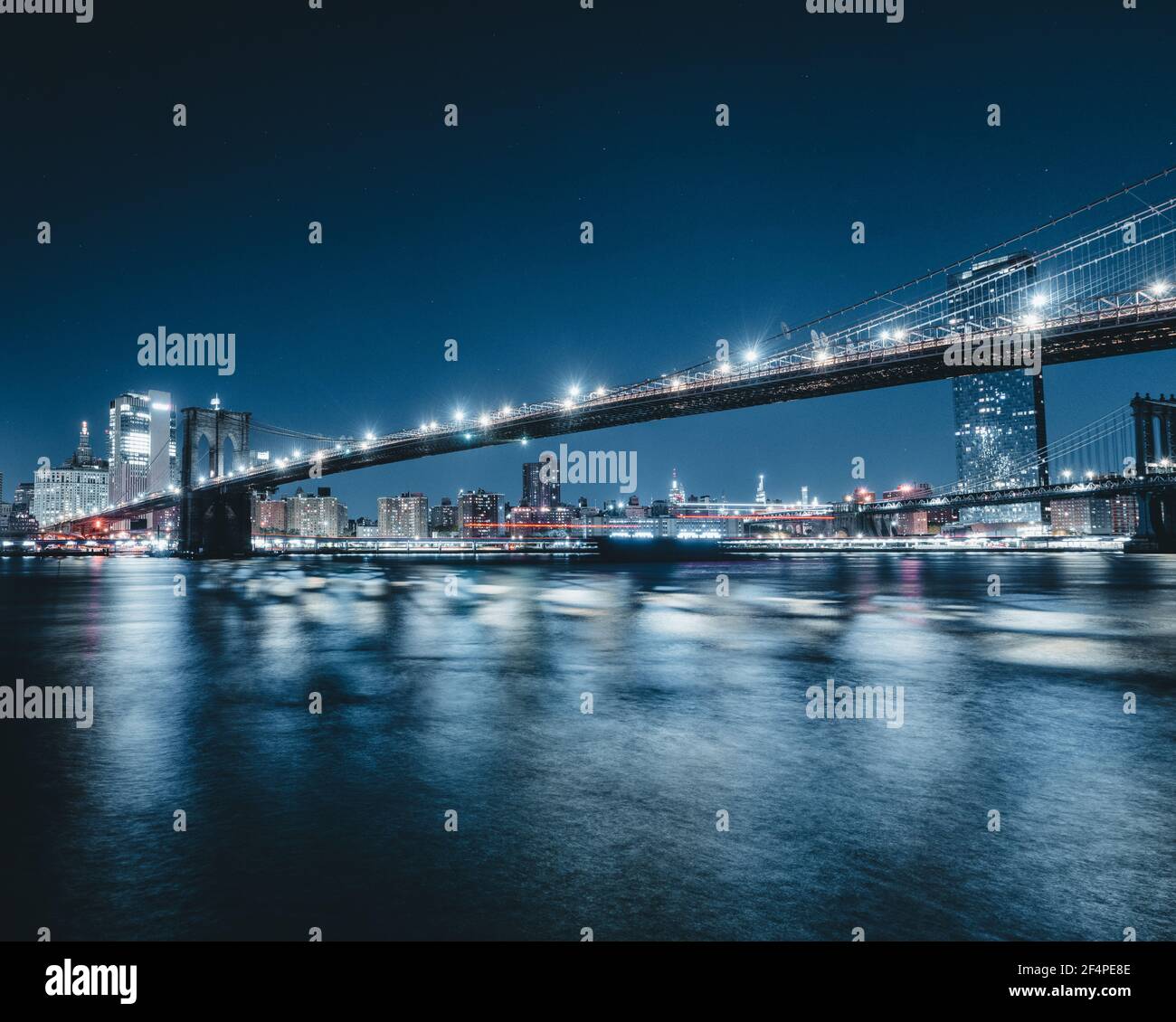 Brooklyn bridge skyline usa New York sky blue Stock Photo - Alamy
