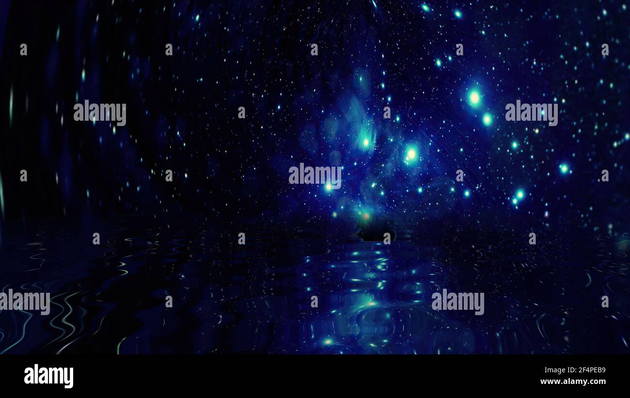 Sky with stars reflecting in water Stock Photo - Alamy