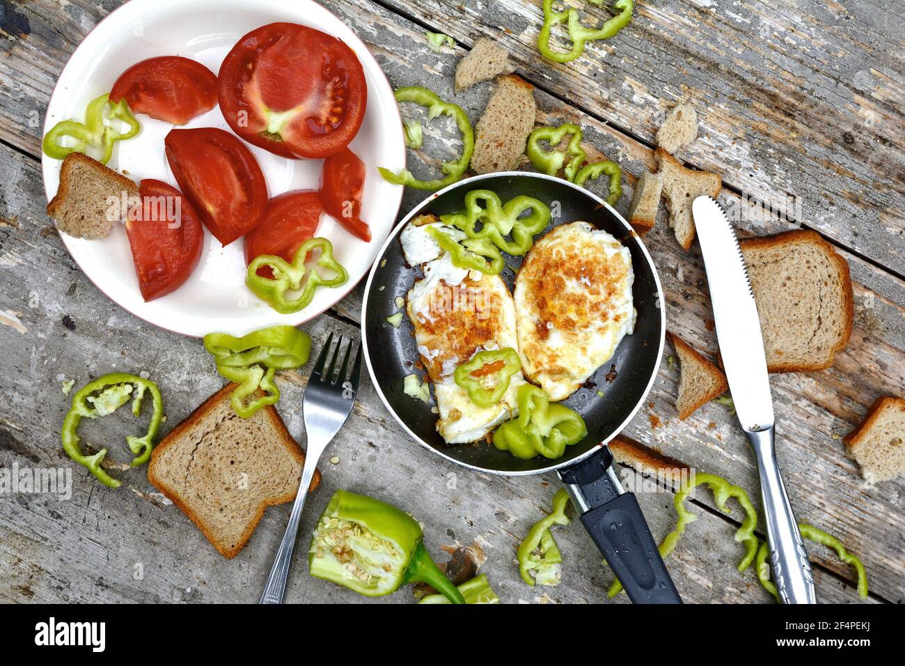 A simple breakfast on the mountain. Traditional healthy easy quick ...