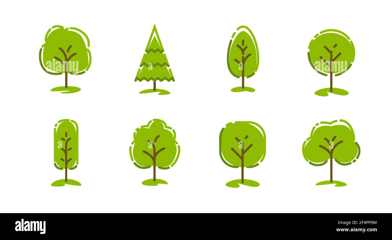 Tree icons set. Ecology concept, nature symbol Stock Vector Image & Art ...