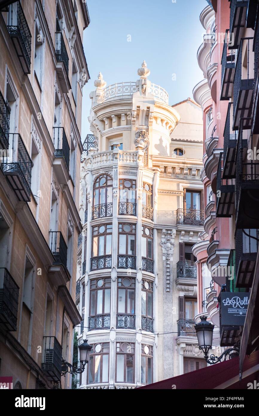 Madrid, Spain March 26, 2019. Vertical view of the streets of the ...