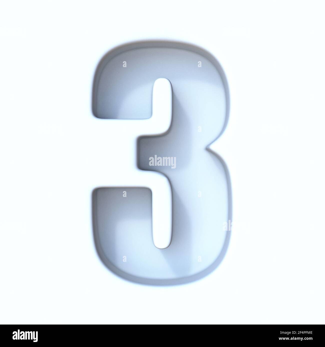 White hole shadow font Number 3 THREE 3D render illustration isolated ...