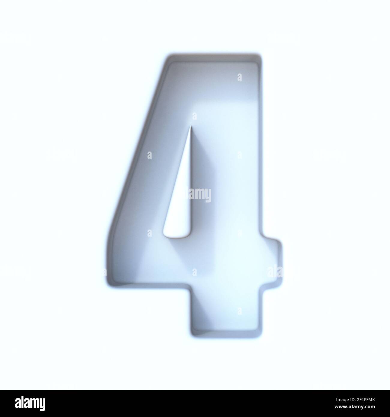 White hole shadow font Number 4 FOUR 3D render illustration isolated on ...
