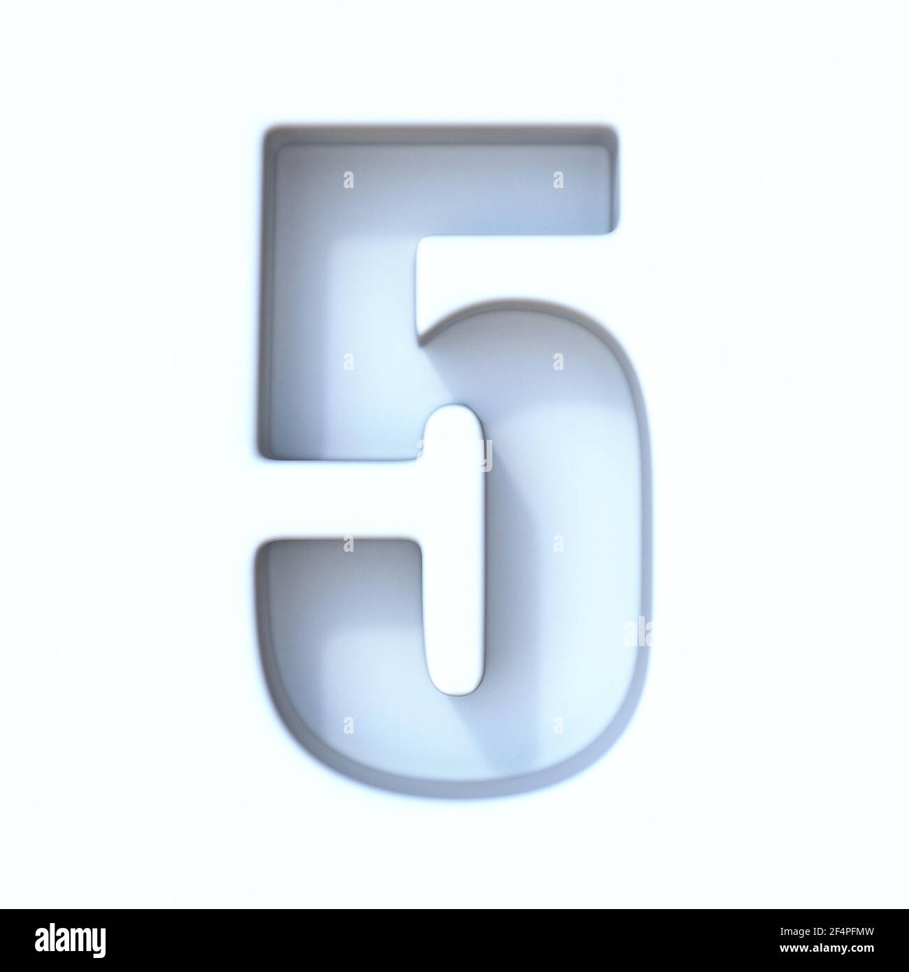White hole shadow font Number 5 FIVE 3D render illustration isolated on ...
