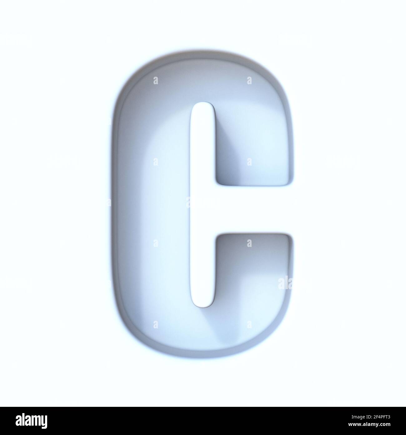White hole shadow font Letter C 3D render illustration isolated on ...