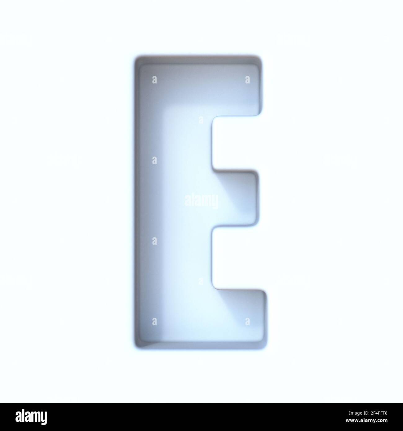 White hole shadow font Letter E 3D render illustration isolated on ...