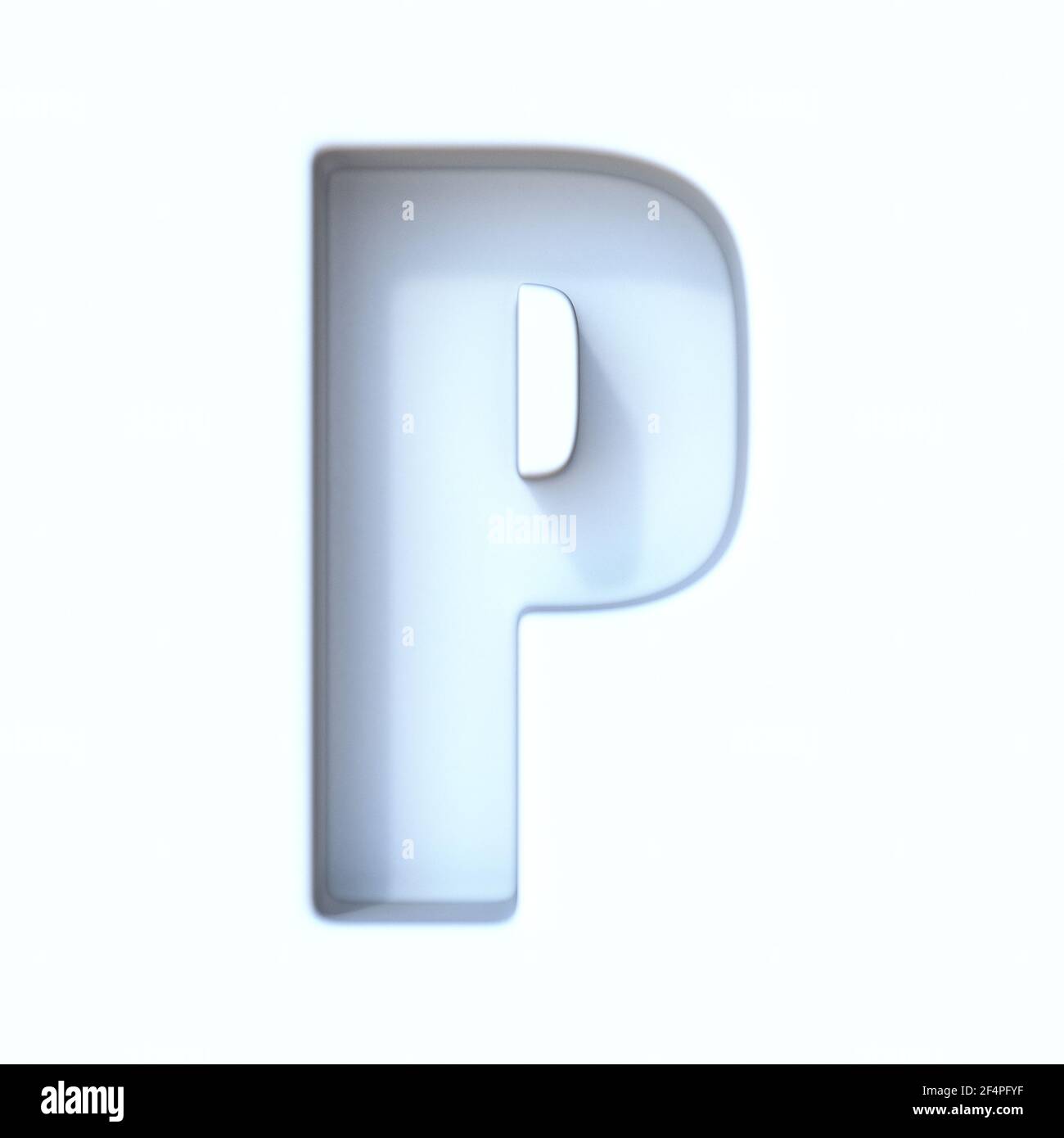 White hole shadow font Letter P 3D render illustration isolated on ...