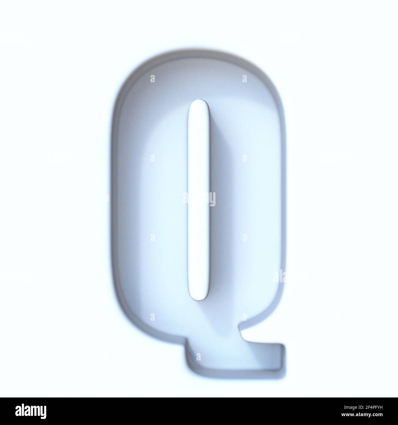 White hole shadow font Letter Q 3D render illustration isolated on ...