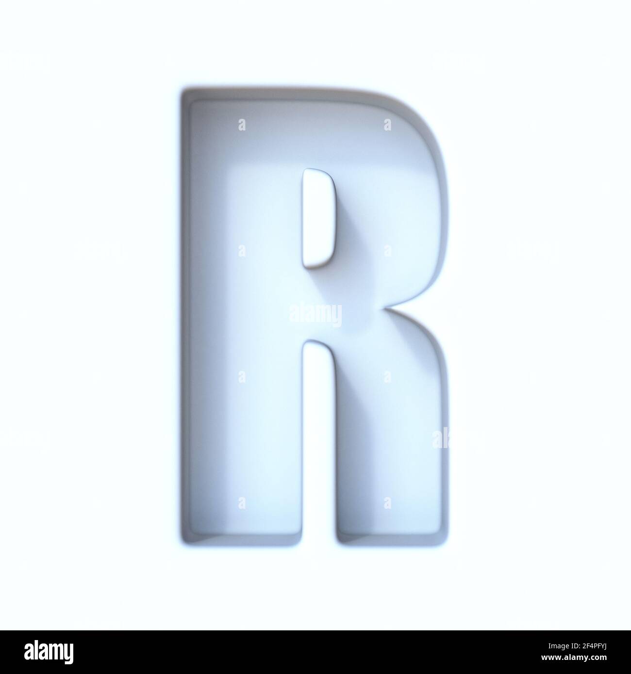 White hole shadow font Letter R 3D render illustration isolated on ...