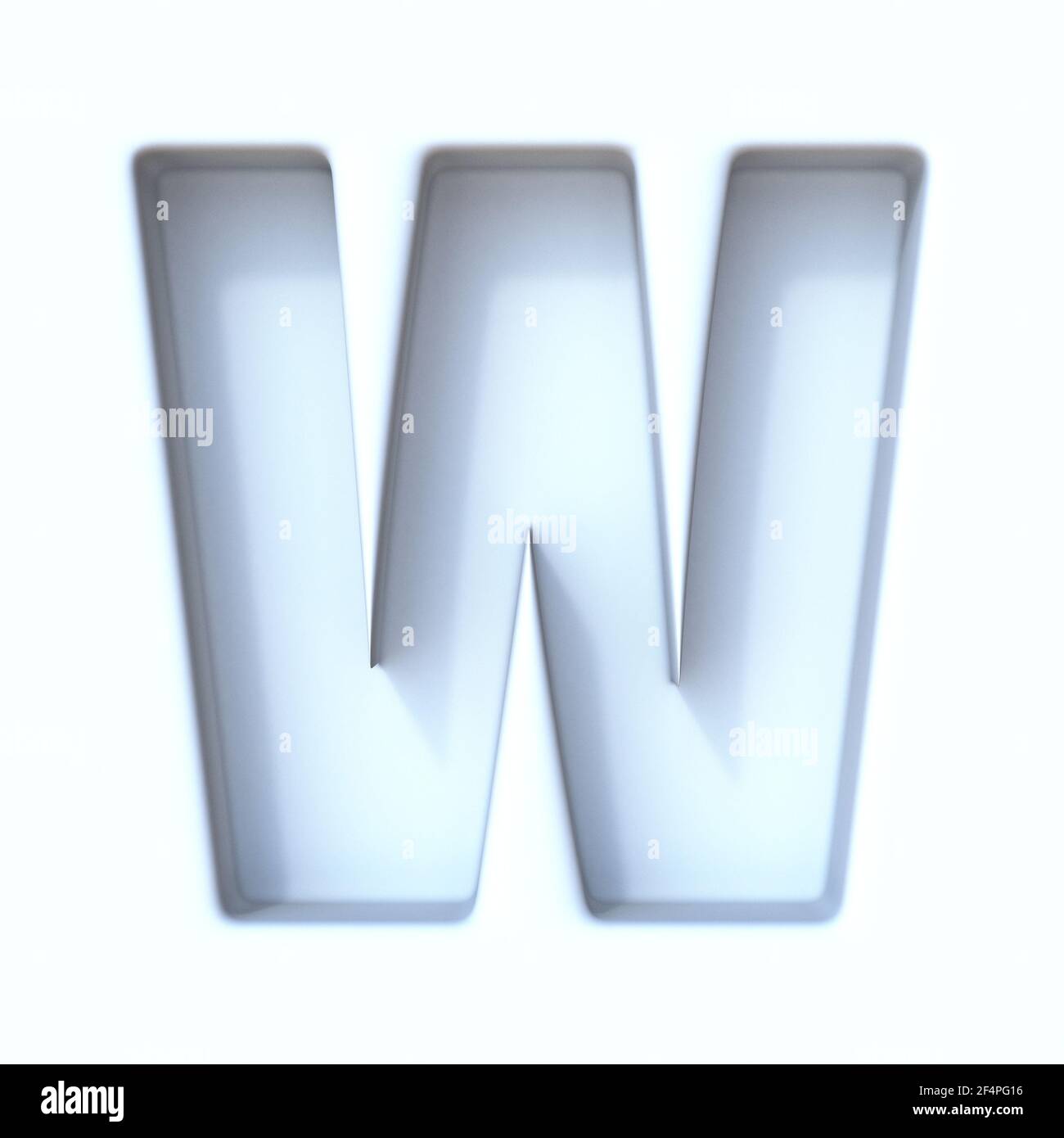 White hole shadow font Letter W 3D render illustration isolated on ...