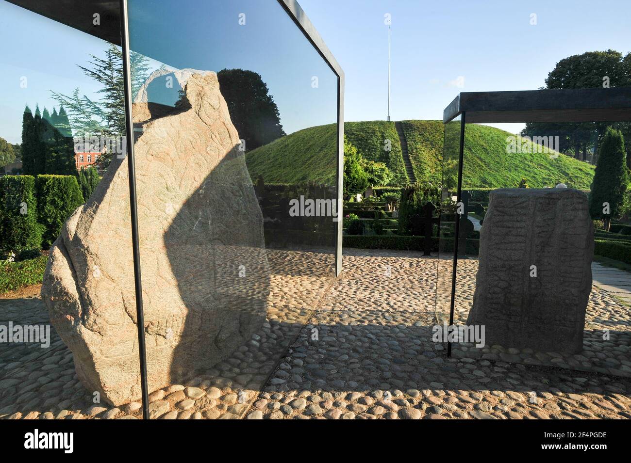 Massive carved runestones Jellingstenene (Jelling stones) from X ...