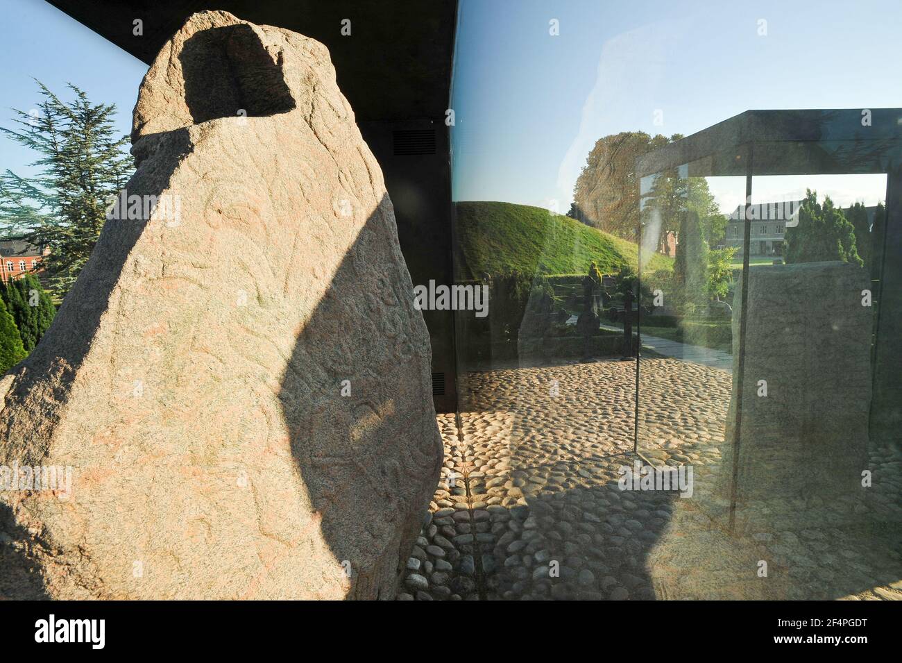 Massive carved runestones Jellingstenene (Jelling stones) from X ...