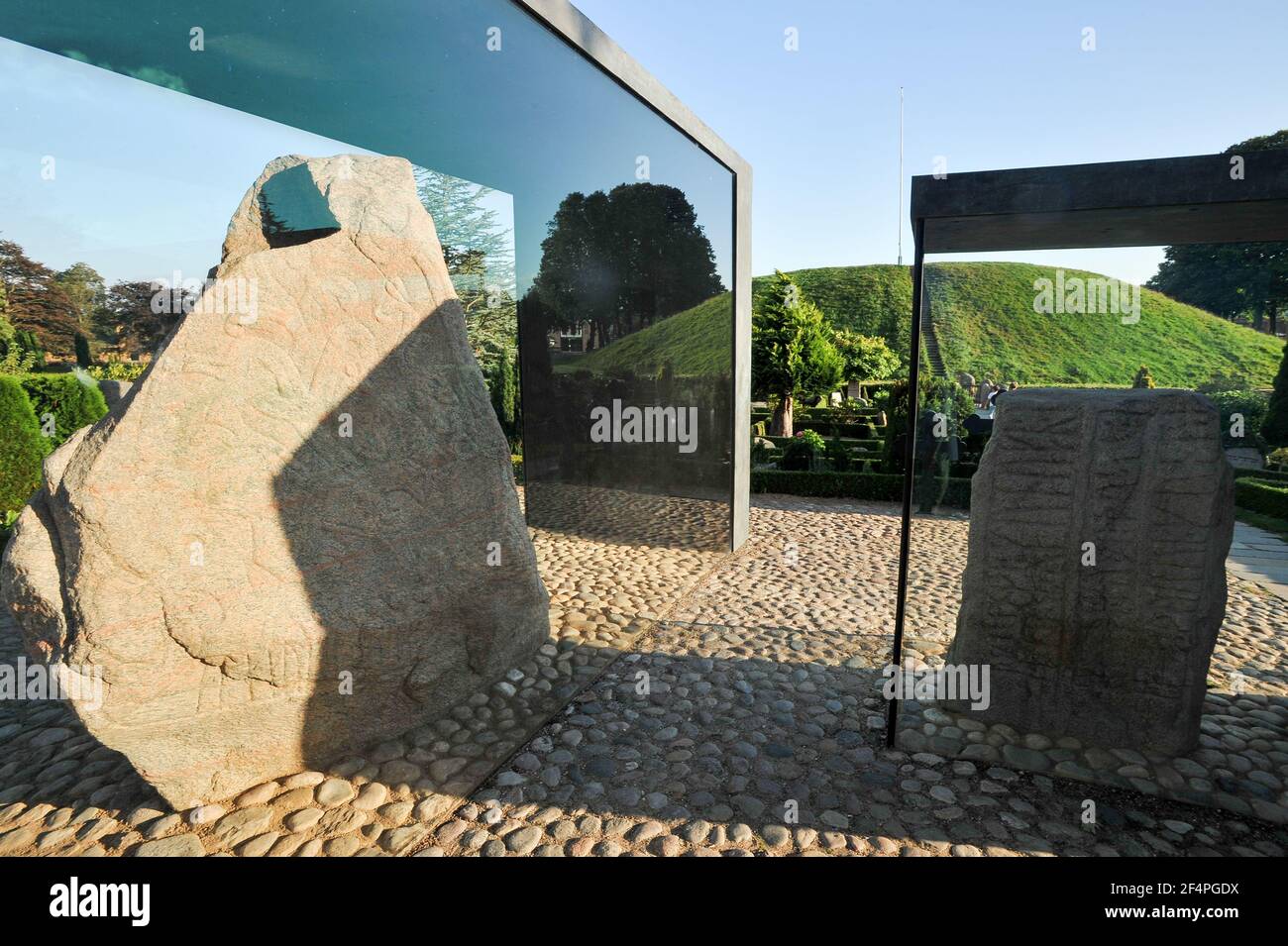 Massive carved runestones Jellingstenene (Jelling stones) from X ...