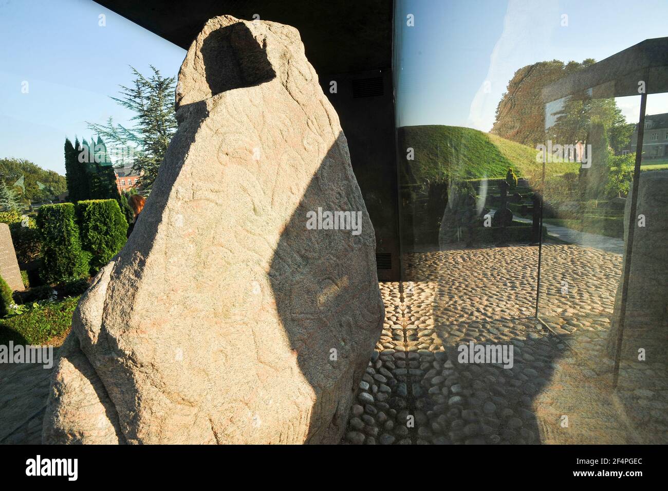 Massive carved runestones Jellingstenene (Jelling stones) from X ...