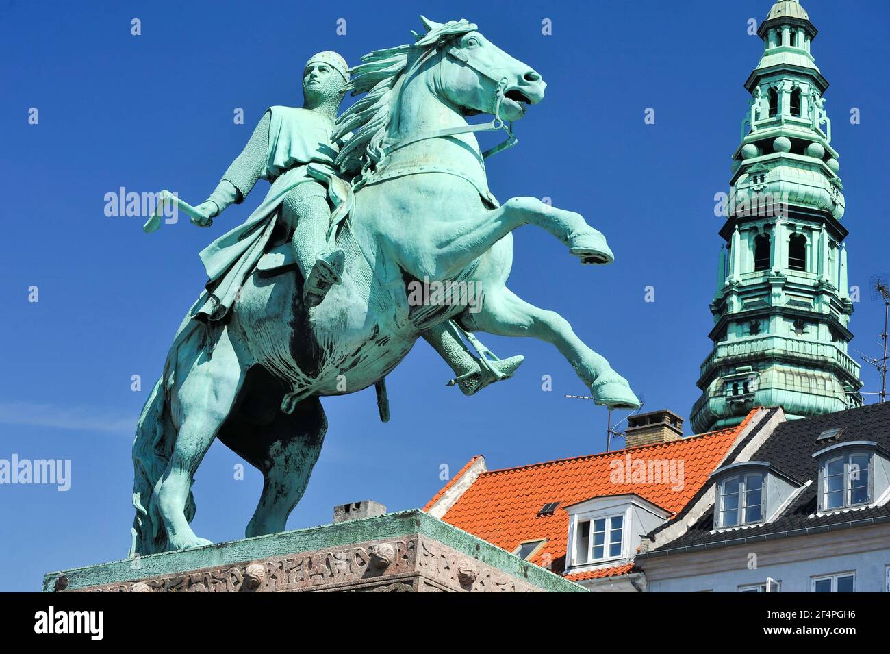 Equestrian statue of Bishop Absalon, legendary founder of Copenhagen ...