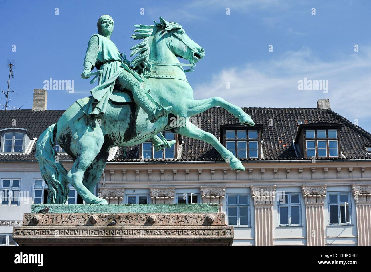 Equestrian statue of Bishop Absalon, legendary founder of Copenhagen ...
