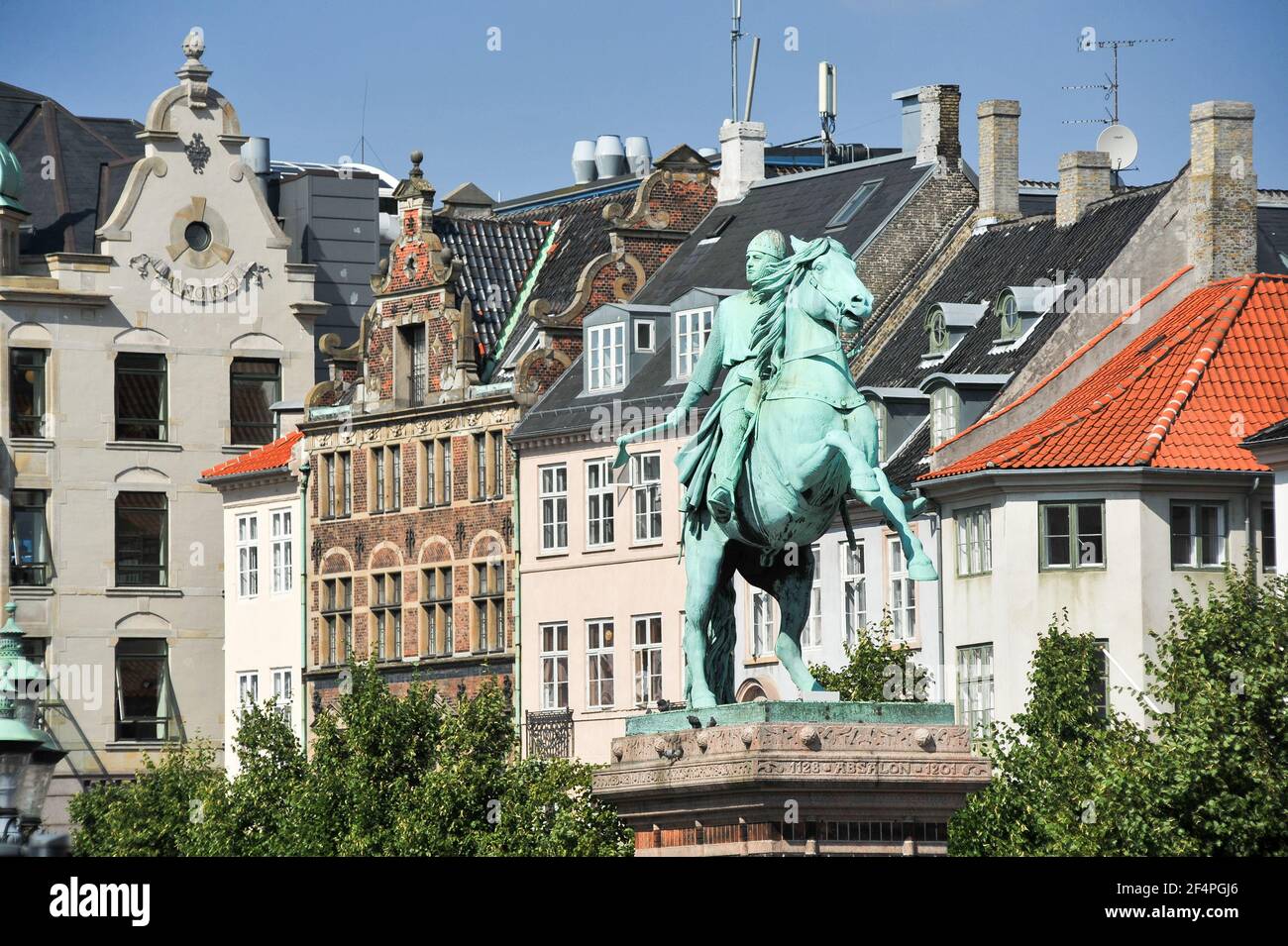 Equestrian statue of Bishop Absalon, legendary founder of Copenhagen ...