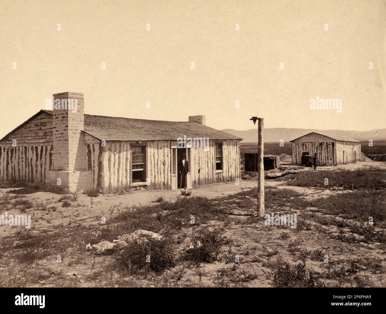 Fort Ruby, Nevada - Photograph showing two houses - Timothy O'Sullivan ...