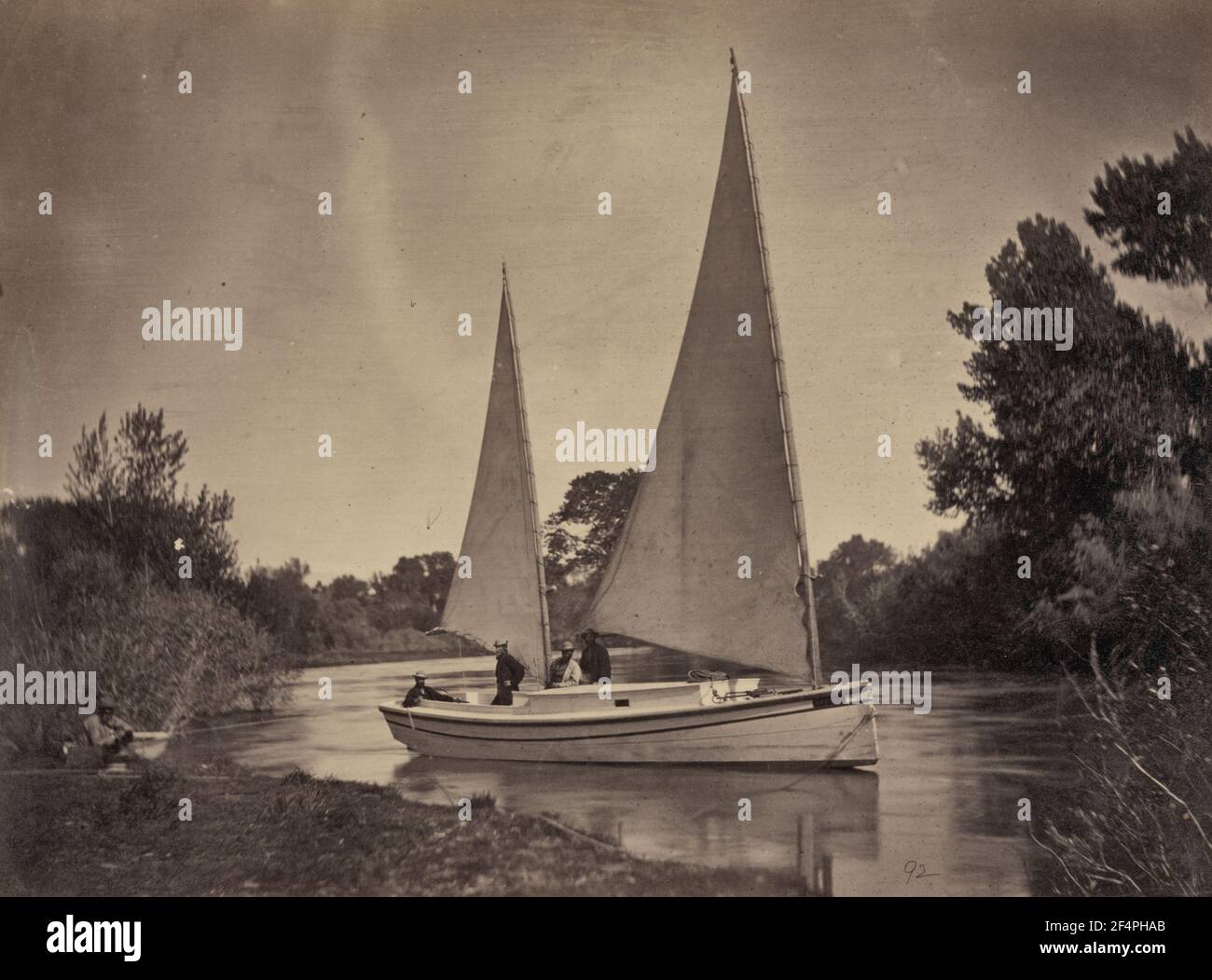 Expedition exploring boat, Truckee River - Photograph showing four men ...