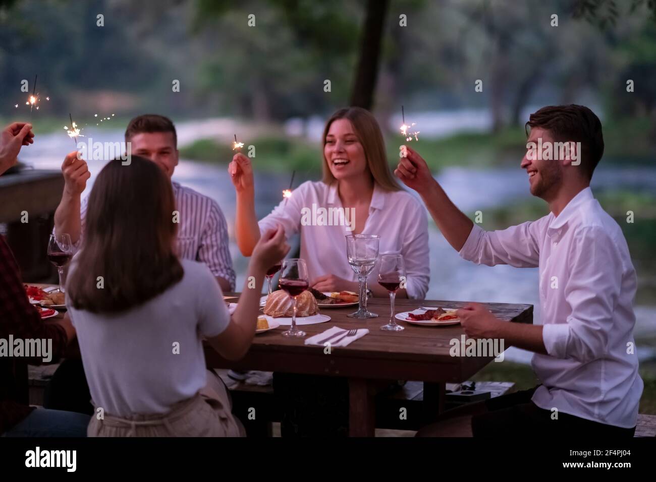 french dinner party on summer Stock Photo - Alamy