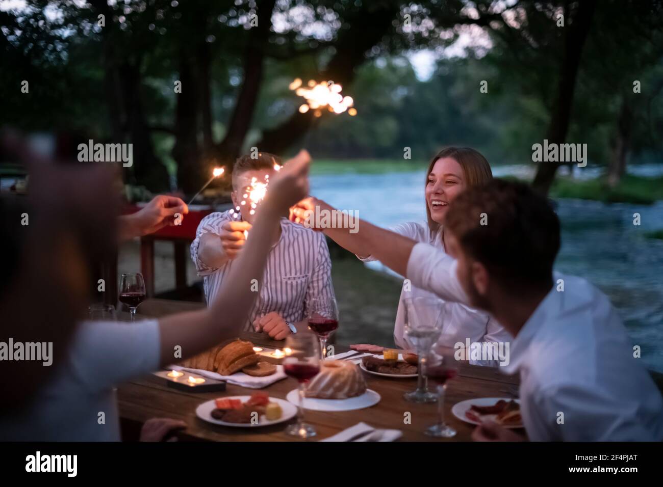 french dinner party on summer Stock Photo - Alamy