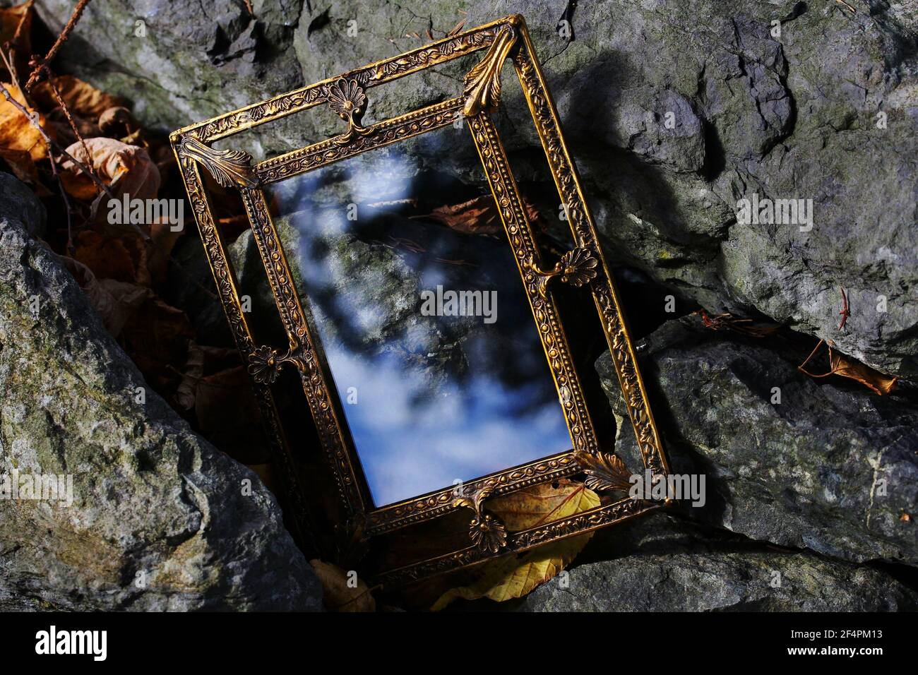The Enchanted Mirror. A magic mirror for dreams Stock Photo - Alamy