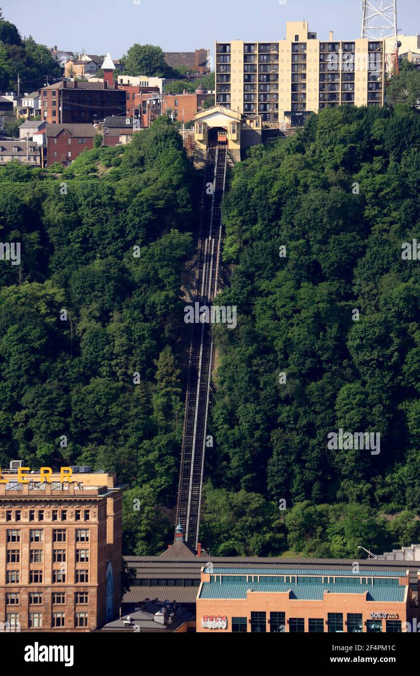 The view of Monongahela Incline on Mount Washington with Downtown ...